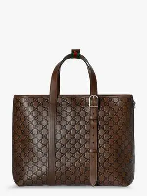 Gucci Gg Emblem Embossed Leather Shopping Bag - Multicolor