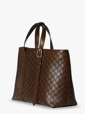 Gucci Gg Emblem Embossed Leather Shopping Bag - Multicolor