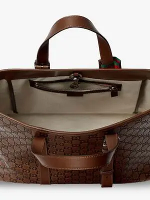 Gucci Gg Emblem Embossed Leather Shopping Bag - Multicolor