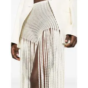 Alaïa Off-white Woven Fringe Trousers