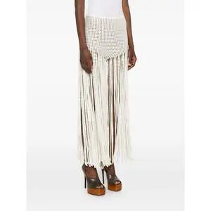 Alaïa Off-white Woven Fringe Trousers