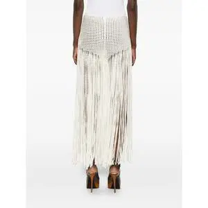 Alaïa Off-white Woven Fringe Trousers