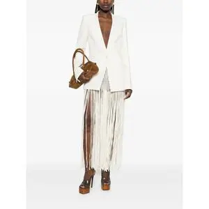 Alaïa Off-white Woven Fringe Trousers