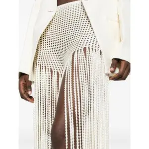 Alaïa Off-white Woven Fringe Trousers