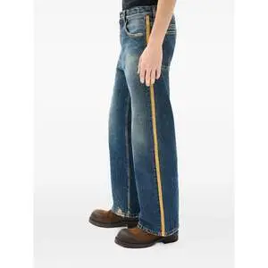 ANN DEMEULEMEESTER Denim Wide-leg Jeans With Side Stripe