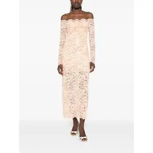 Rabanne Light Floral Lace Off-shoulder Dress