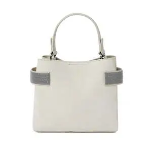 Brunello Cucinelli Calf Leather Tote Bag With Monili Chain Detail