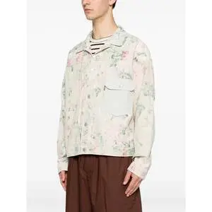 Junya Watanabe Floral Print Linen Blend Jacket - Cream