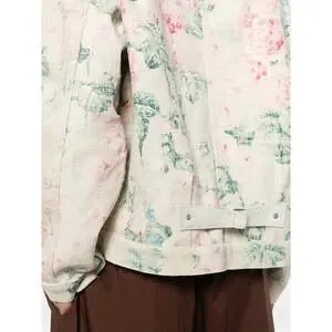 Junya Watanabe Floral Print Linen Blend Jacket - Cream