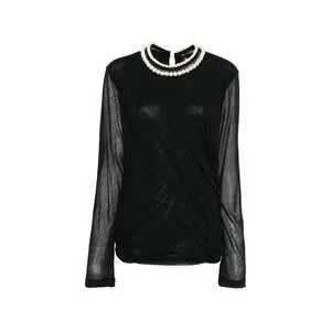 Junya Watanabe Pearl Embellishment Long Sleeve Top