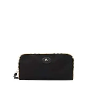 Burberry Travel Pouch With Signature Check Trim - Black