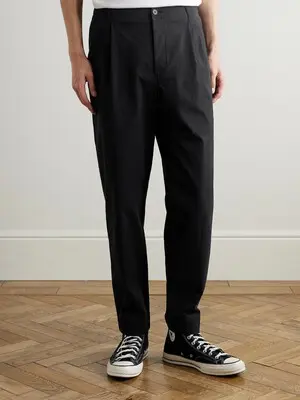 Folk Assembly" Straight-leg Pleated Cotton-blend Seersucker Trousers