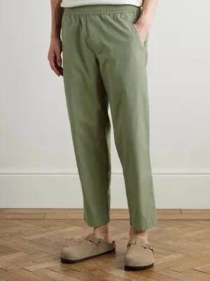 Folk Straight-leg Cotton Drawstring Trousers