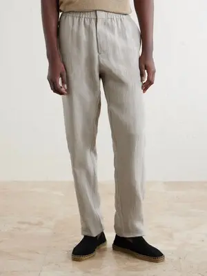 Sunspel Slim-fit Straight-leg Linen Trousers