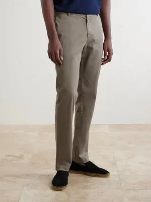 Sunspel Straight-leg Garment-dyed Cotton-blend Twill Chinos