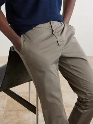 Sunspel Straight-leg Garment-dyed Cotton-blend Twill Chinos