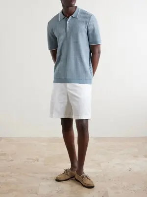 Rag & Bone Harvey Ribbed Cotton-blend Polo Shirt
