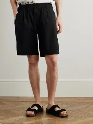 Folk Assembly Wide-leg Cotton-blend Seersucker Shorts