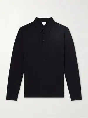 Men's Black Long Sleeve Polos