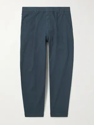 Folk Assembly Straight-leg Pleated Cotton Suit Trousers - Blue