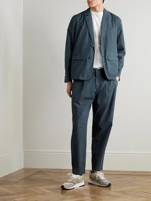 Folk Assembly Straight-leg Pleated Cotton Suit Trousers
