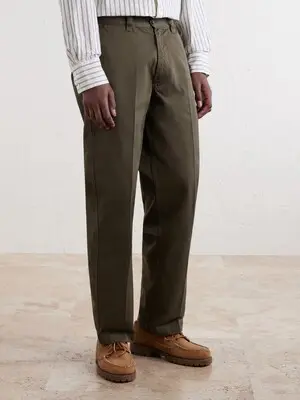 DRAKE'S Straight-leg Peached Cotton-twill Trousers