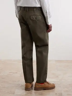 DRAKE'S Straight-leg Peached Cotton-twill Trousers