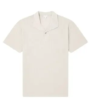 Sunspel Linen-Piqué Polo Shirt Ecru