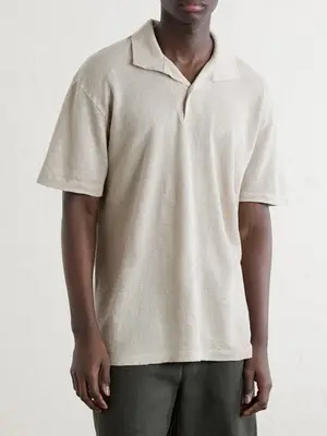 Sunspel Linen-piqué Polo Shirt - Neutrals