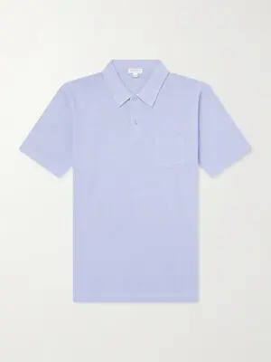 Sunspel Riviera Cotton-mesh Polo Shirt - Blue