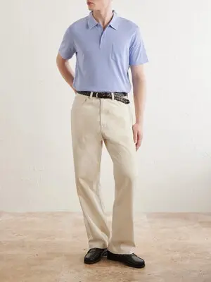 Sunspel Riviera Cotton-mesh Polo Shirt - Blue