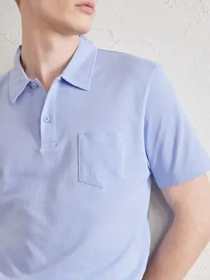 Sunspel Riviera Cotton-mesh Polo Shirt - Blue
