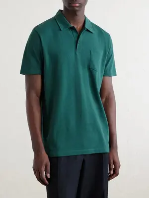 Sunspel Riviera Slim-fit Cotton-mesh Polo Shirt - Green