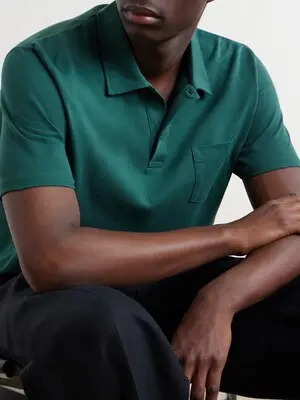 Sunspel Riviera Slim-fit Cotton-mesh Polo Shirt - Green