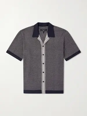 Rag & Bone Camp-collar Cotton-blend Shirt - Blue