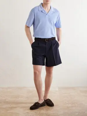 Sunspel Cotton-terry Polo Shirt - Blue