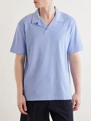 Sunspel Cotton-terry Polo Shirt - Blue