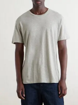 Sunspel Cotton And Linen-blend T-shirt - Neutrals