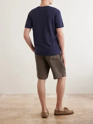 Sunspel Cotton And Linen-blend T-shirt - Blue