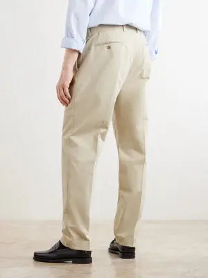 Officine Générale Straight-leg Pleated Cotton-twill Chinos