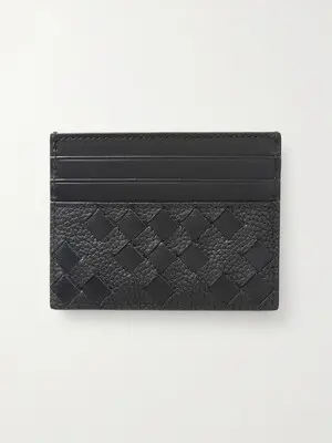 Bottega Veneta Diamonds Dover Intrecciato Leather Cardholder - Black