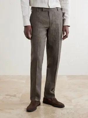 Sunspel Straight-leg Pleated Linen Trousers