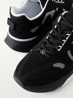 Valentino Garavani Demivee Suede-trimmed Mesh Sneakers