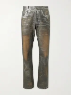 424 Straight-leg Leather Trousers With Metallic Coating