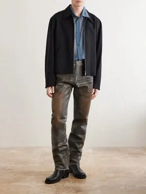 424 Straight-leg Leather Trousers With Metallic Coating