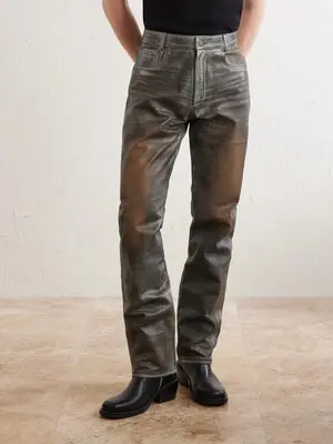 424 Straight-leg Leather Trousers With Metallic Coating