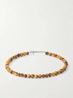 Le Gramme 11g Sterling Silver And Tiger Eye Beaded Bracelet