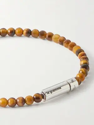 Le Gramme 11g Sterling Silver And Tiger Eye Beaded Bracelet