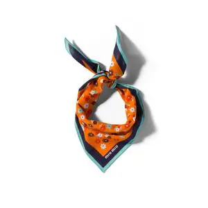 Miu Miu Floral Print Poplin Scarf - Orange/red