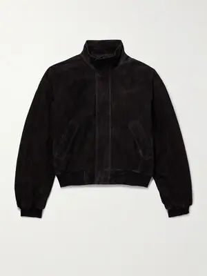 Balenciaga Suede Zip-up Jacket - Black